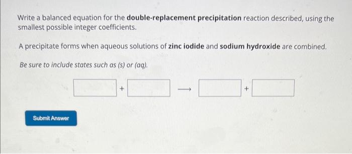 Solved Write a balanced equation for the double-replacement | Chegg.com