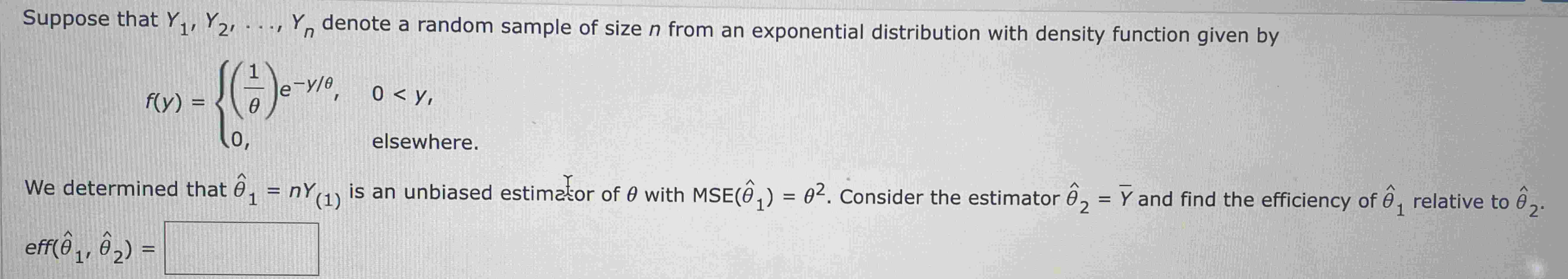 Solved Suppose that Y1,Y2,dots,Yn ﻿denote a random sample of | Chegg.com