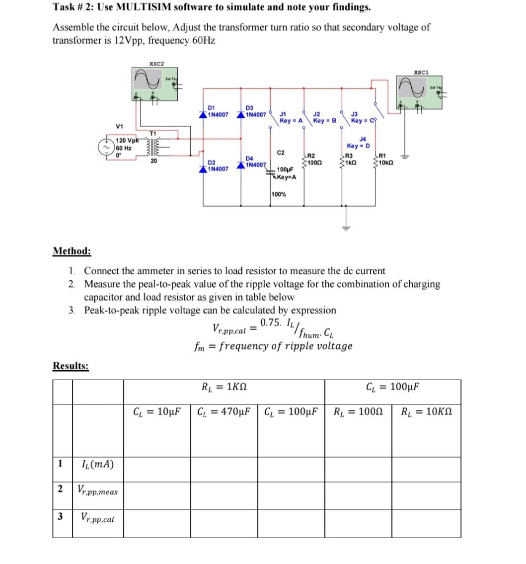 Solved Task # 2: Use MULTISIM software to simulate and note | Chegg.com