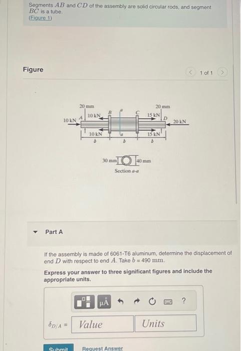 Solved Segments AB and CD of the assembly are solid circular | Chegg.com