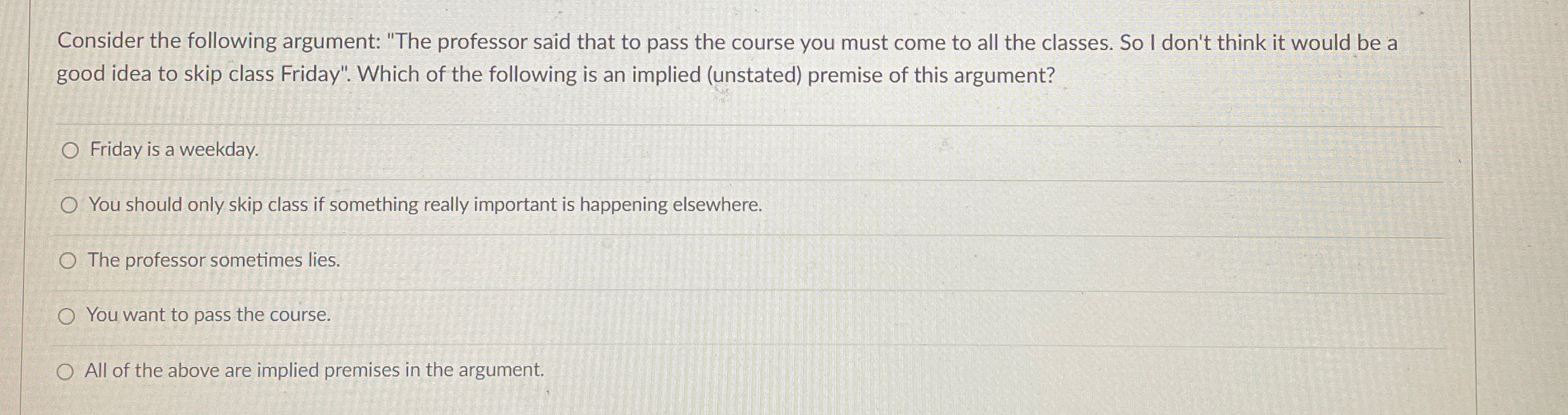 Solved Consider the following argument: "The professor said | Chegg.com