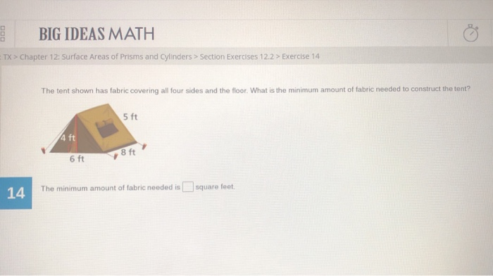 Solved BIG IDEAS MATH TX > Chapter 12: Surface Areas of | Chegg.com