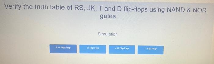 Solved Verify the truth table of RS, JK, T and D flip-flops | Chegg.com