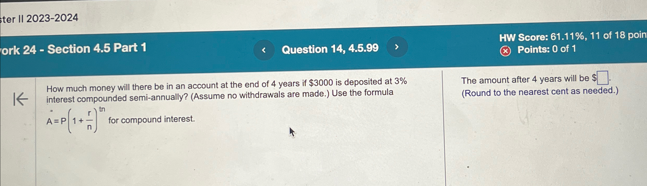 Solved ter II 2023-2024ork 24 - ﻿Section 4.5 ﻿Part 1Question | Chegg.com