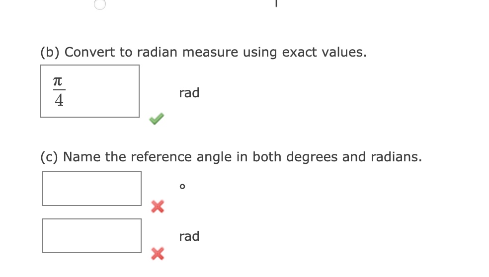 Solved (b) ﻿Convert to radian measure using exact | Chegg.com