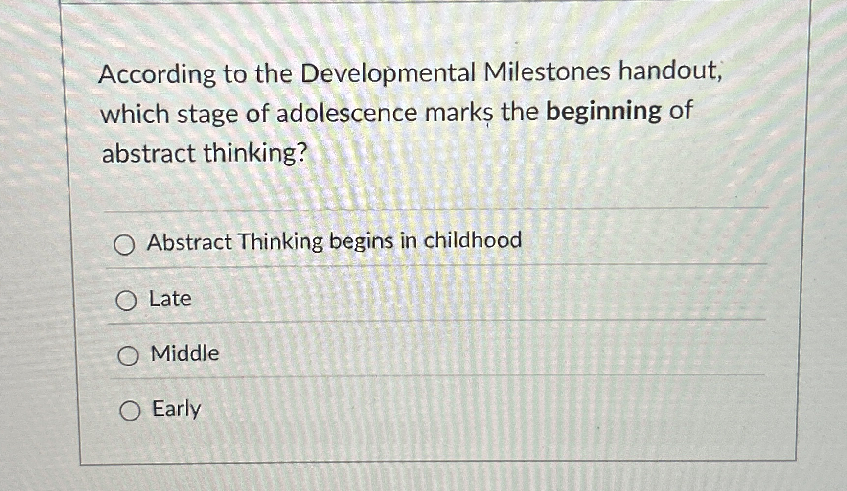 Solved According to the Developmental Milestones handout, | Chegg.com