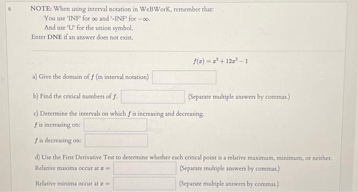 Solved NOTE: When using interval notation in WeBWorK, | Chegg.com