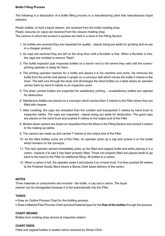 Solved Bottle Filling Process The following is a description | Chegg.com