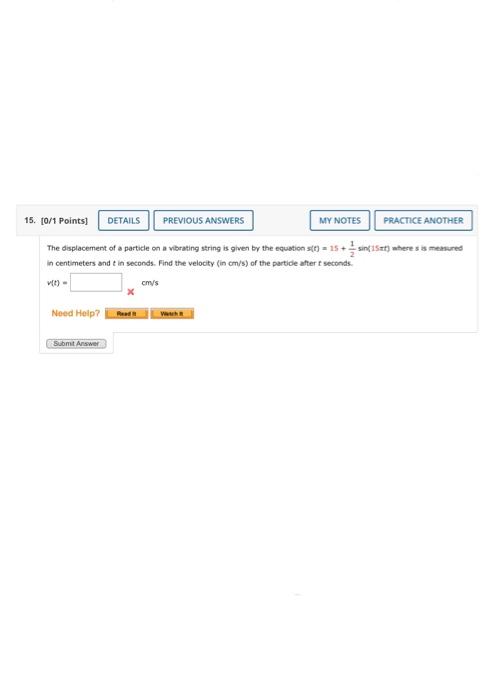Solved The displacement of a particle on a vibrating string | Chegg.com