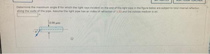 Solved Determine the maximum angle 8 for which the light | Chegg.com