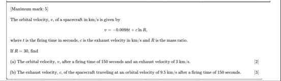 Solved [Maximum mark: 5]The orbital velocity, v, ﻿of a | Chegg.com