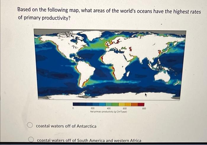 Solved Based on the following map, what areas of the world's | Chegg.com
