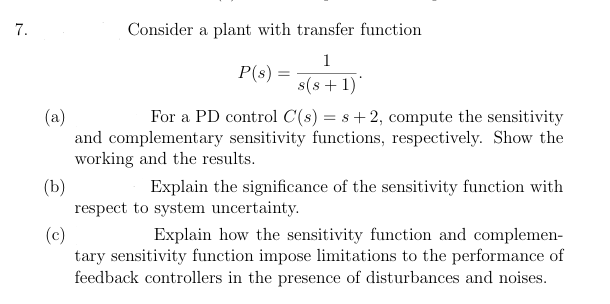 Solved Consider a plant with transfer functionP(s)=1s(s+1). | Chegg.com