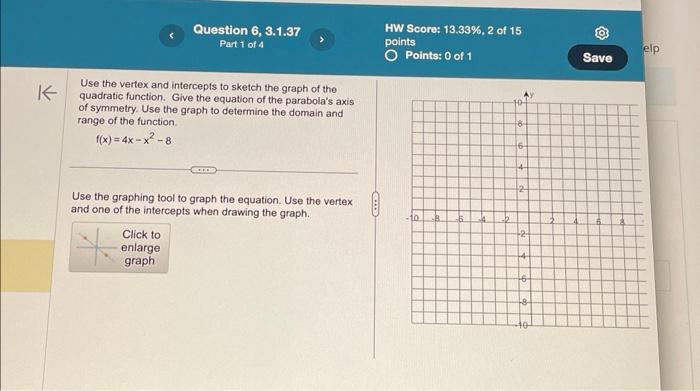 Solved Use the vertex and intercepts to sketch the graph of | Chegg.com