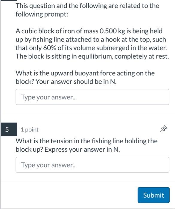 Solved completely submerged in water. Object 1 is a cube | Chegg.com