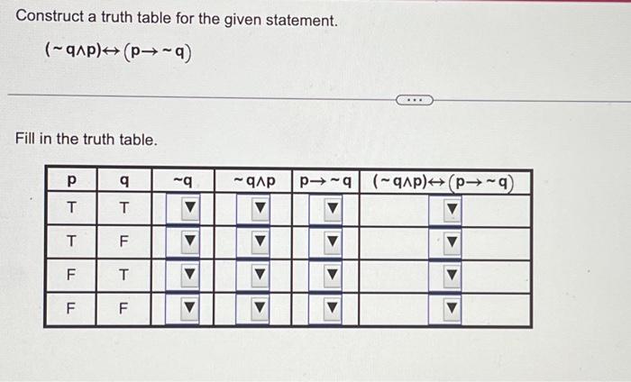 Solved Construct a truth table for the given statement. | Chegg.com