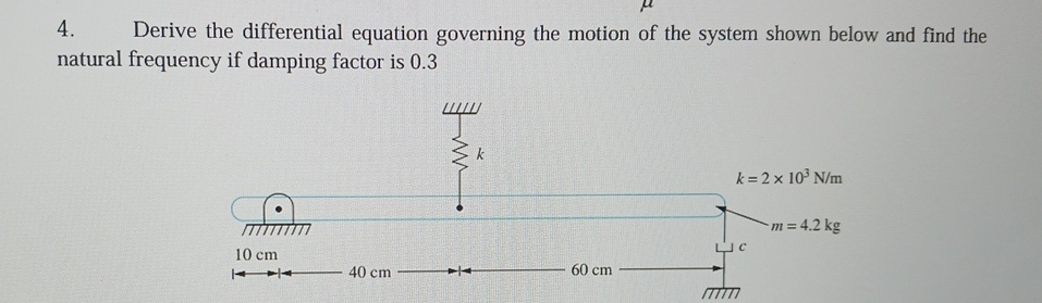 Solved Derive the differential equation governing the motion | Chegg.com