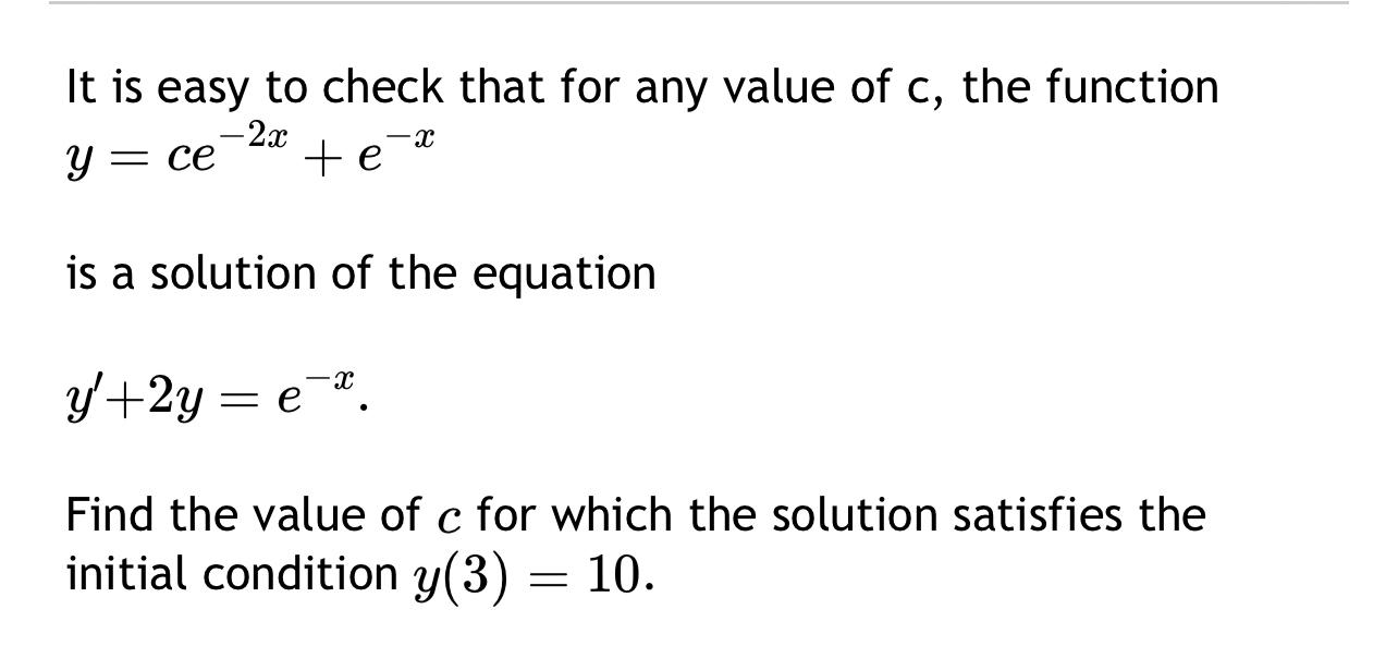 Solved It is easy to check that for any value of c, ﻿the | Chegg.com