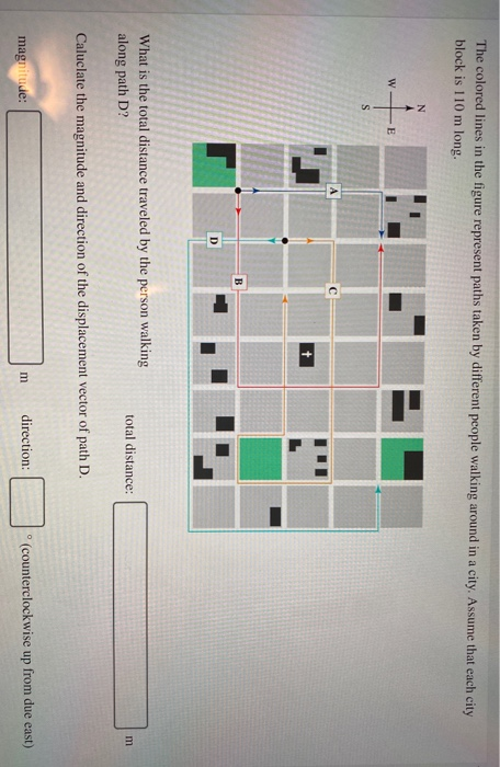 Solved The colored lines in the figure represent paths taken | Chegg.com