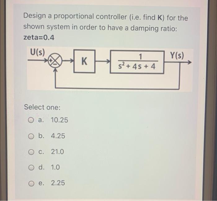 Solved Design a proportional controller (i.e. find K) for | Chegg.com