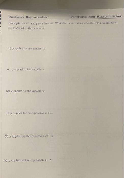 Solved Example 1.1.3. Let g be a function. Write tbe corrnet | Chegg.com