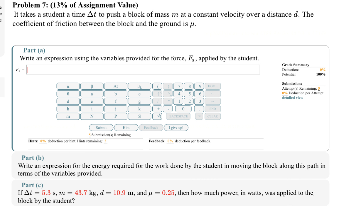 Solved by an EXPERT Problem 7: (13% ﻿of Assignment Value)It takes a | Chegg.com
