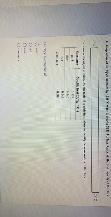 Solved The temperature of an object increases by 12.9 when | Chegg.com