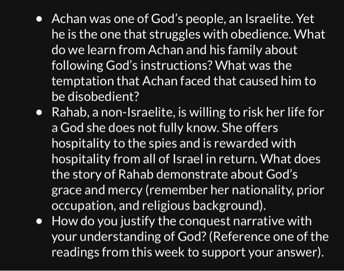 Achan was one of God's people, an Israelite. Yet he | Chegg.com
