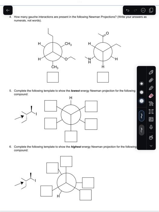 Solved 4. How many gauche interactions are present in the | Chegg.com