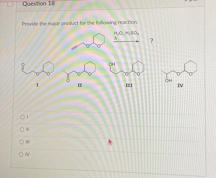 Solved Provide the major product for the following reaction. | Chegg.com