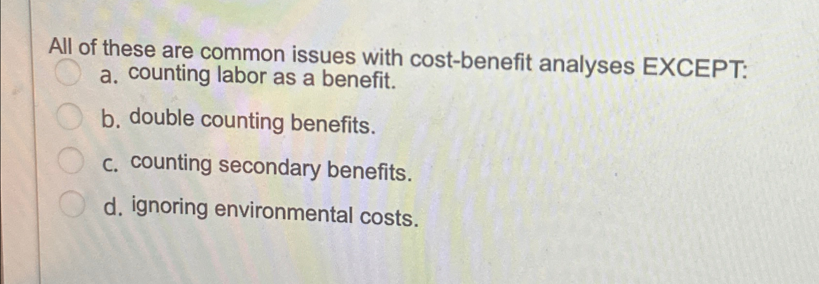 Solved All of these are common issues with cost-benefit | Chegg.com