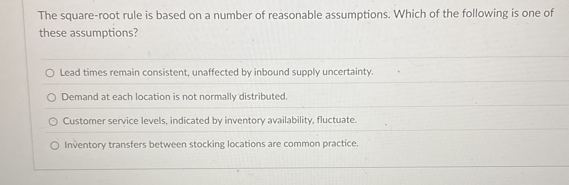 Solved The square-root rule is based on a number of | Chegg.com