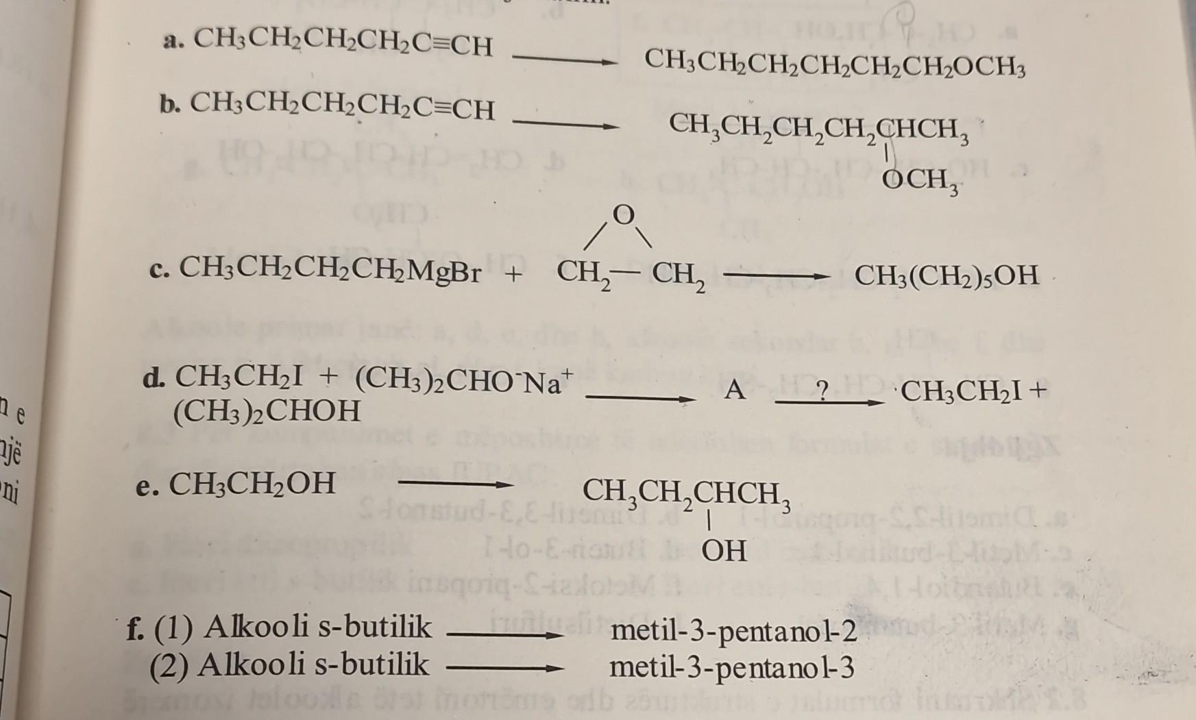 Solved a. CH3CH2CH2CH2C≡CH CH3CH2CH2CH2CH2CH2OCH3 b. | Chegg.com