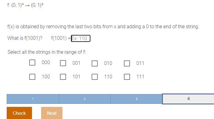 Solved f: {0,1}4→{0,1}3 f(x) is obtained by removing the | Chegg.com
