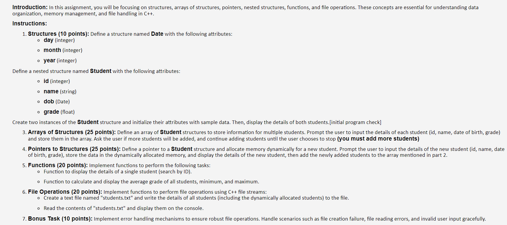 Solved organization, memory management, and file handling in | Chegg.com
