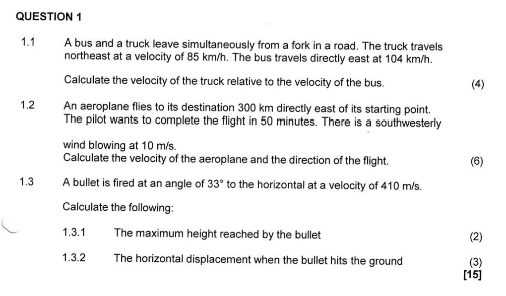 Solved QUESTION 11.1 ﻿A bus and a truck leave simultaneously | Chegg.com