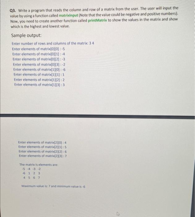 Solved Q3 Write A Program That Reads The Column And Row Of