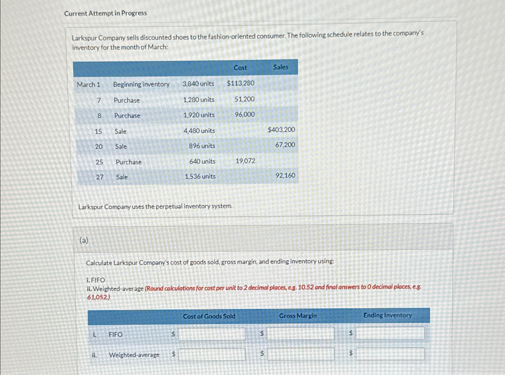 Solved Help calculate the FIFO and weighted aversge for | Chegg.com
