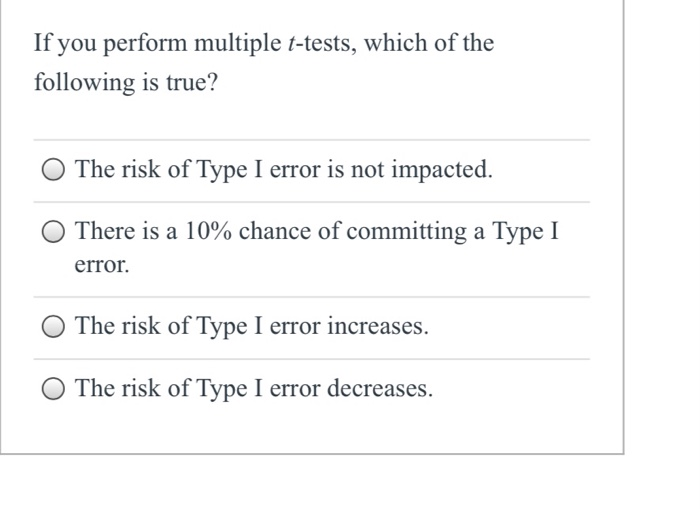 Solved If You Perform Multiple T Tests Which Of The 