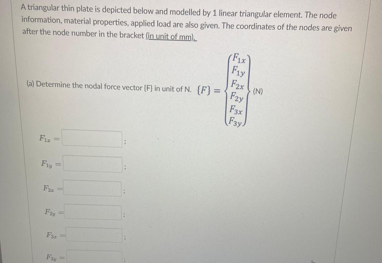 Solved A Triangular Thin Plate Is Depicted Below And