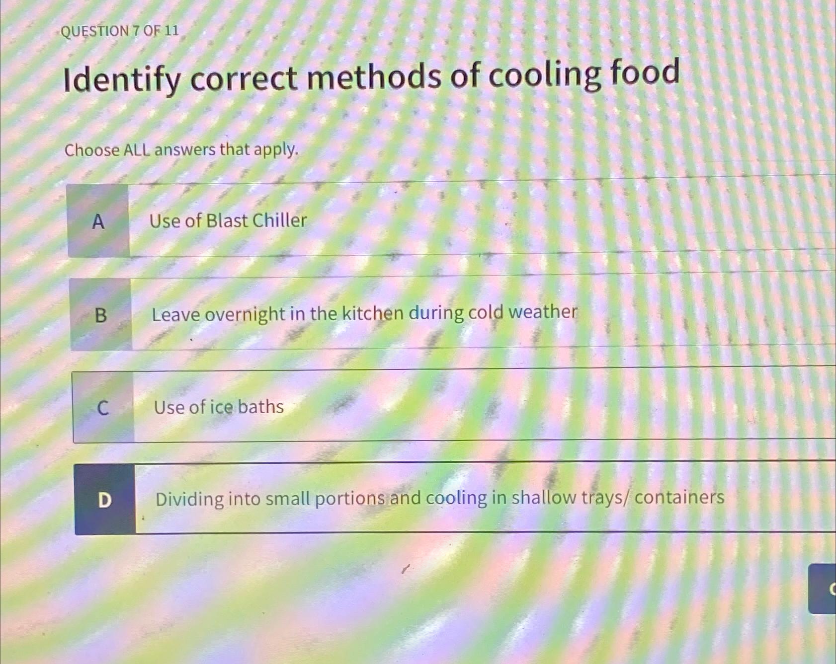 Solved QUESTION 7 ﻿OF 11Identify correct methods of cooling | Chegg.com