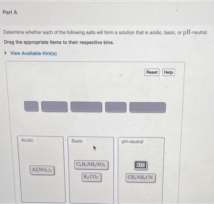 Solved Determine whether each of the following salts will | Chegg.com