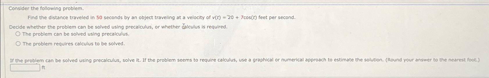 Solved Consider the following problem.Find the distance | Chegg.com