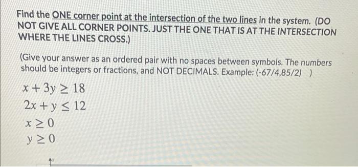 Solved Find the ONE corner point at the intersection of the | Chegg.com