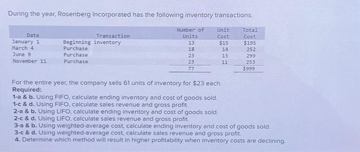 Solved Using FIFO, calculate sales revenue and gross | Chegg.com