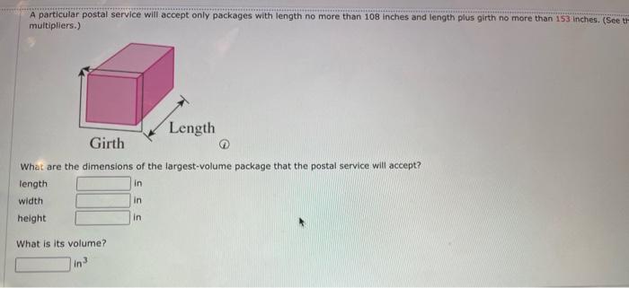 Solved What are the dimensions of the largest-volume package | Chegg.com