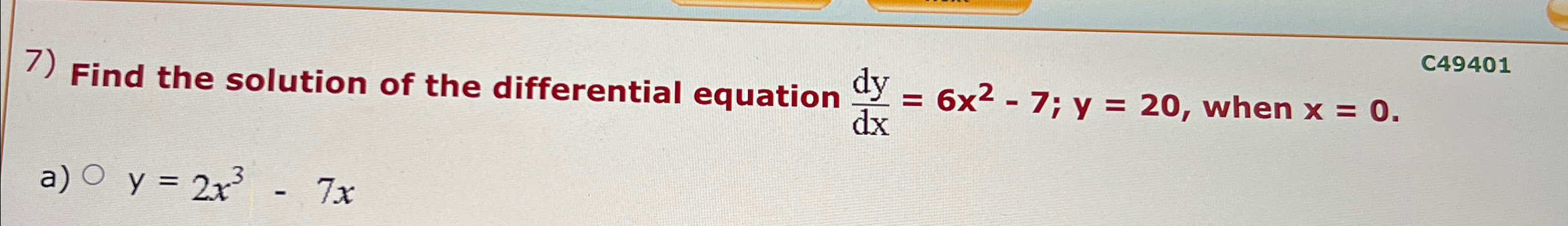 Solved Find the solution of the differential equation | Chegg.com