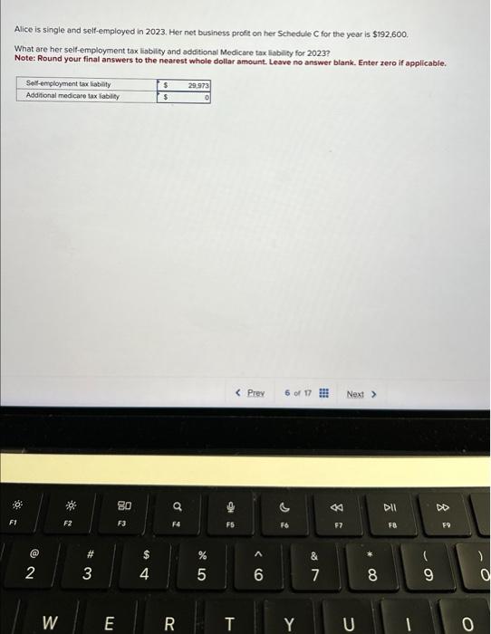 Solved Alice is single and self-employed in 2023. Her net | Chegg.com