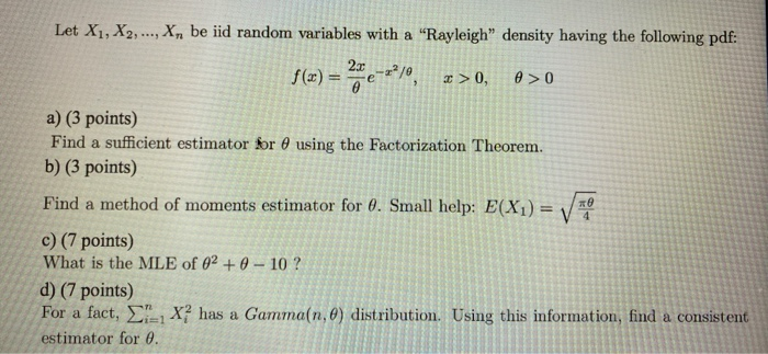 Solved Let X1, X2, ..., X, be iid random variables with a | Chegg.com