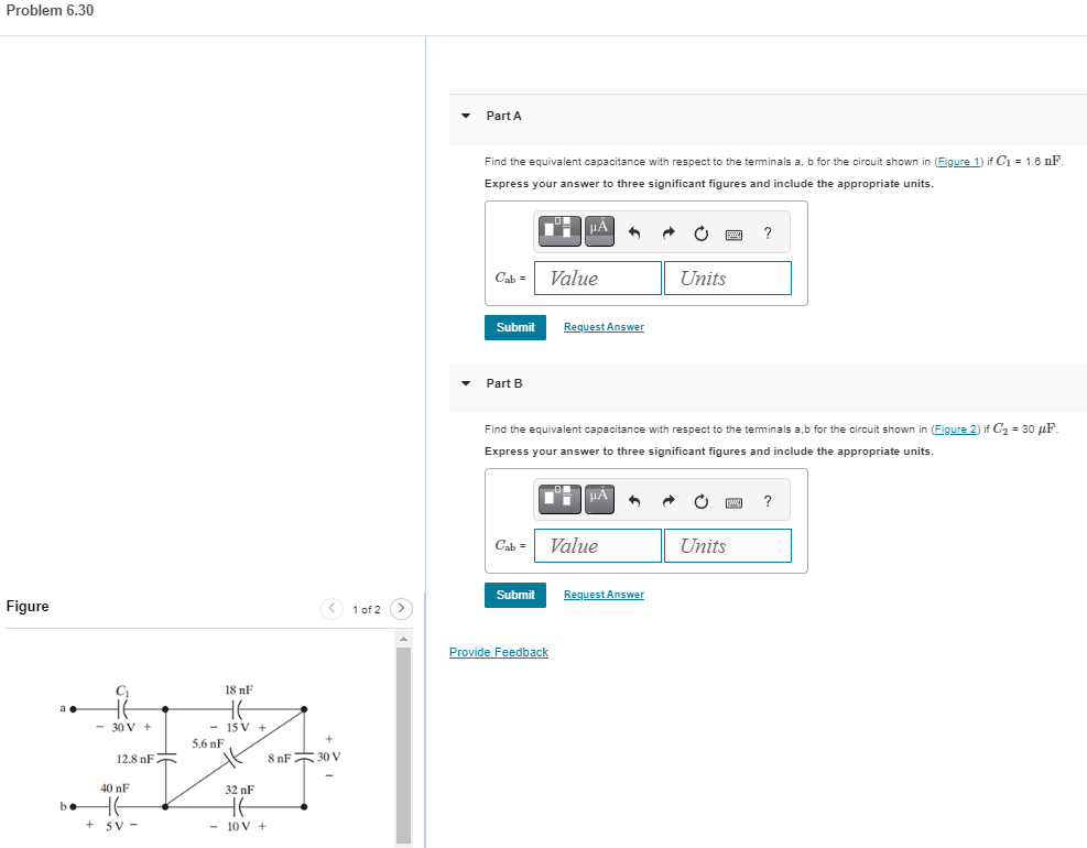 Solved Part AFind the equivalent capacitance with respect to | Chegg.com